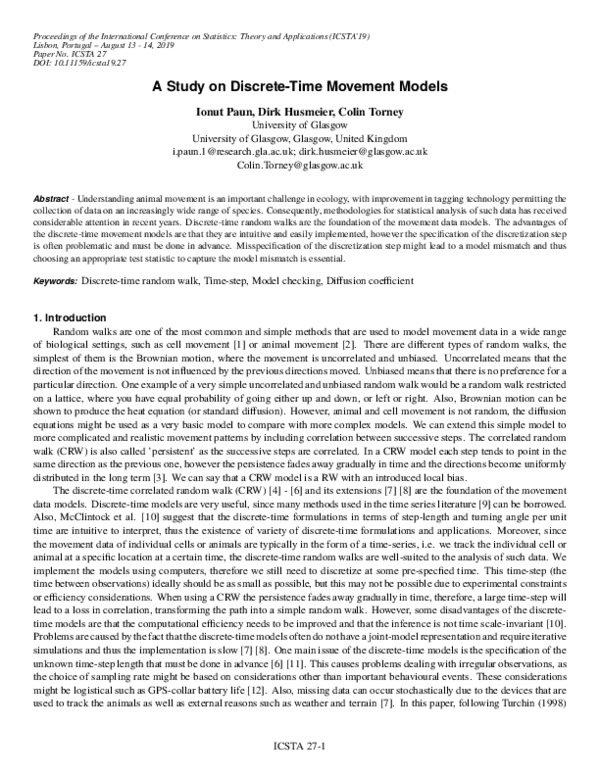 (PDF) A study on discrete-time movement models