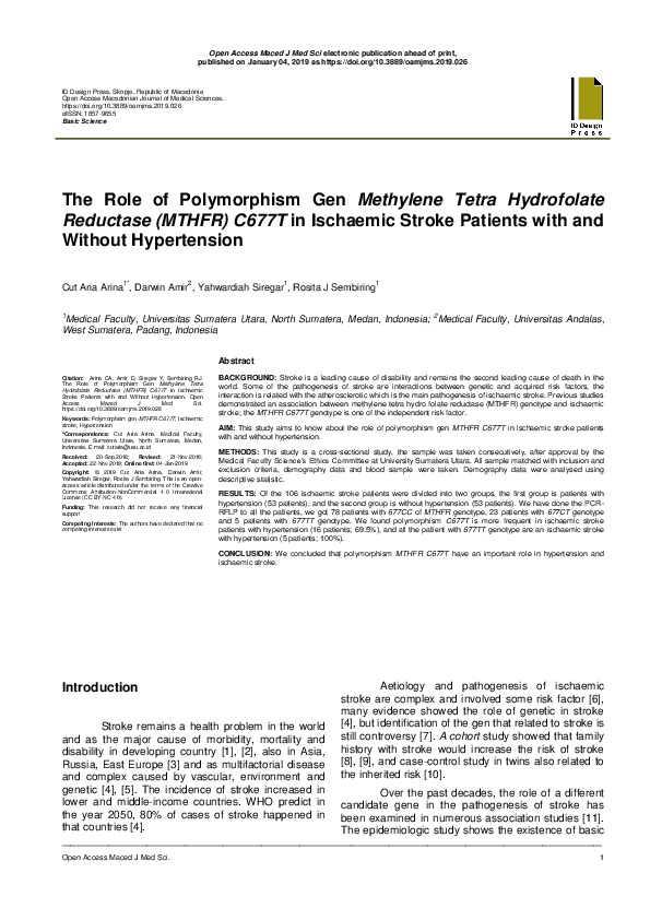 (PDF) The Role of Polymorphism Gen Methylene Tetra Hydrofolate ...