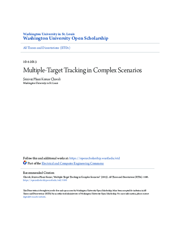 (PDF) Multiple-Target Tracking in Complex Scenarios | Phani Chavali ...
