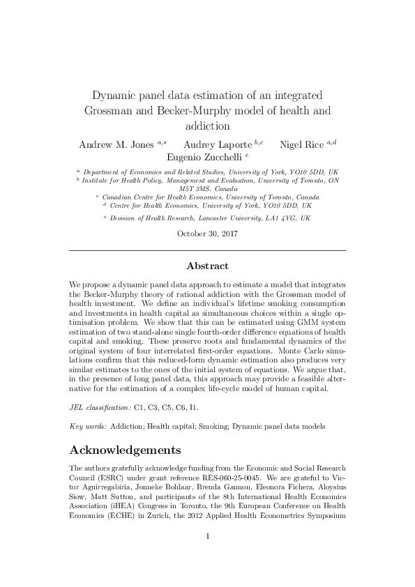 (PDF) Dynamic panel data estimation of an integrated Grossman and ...