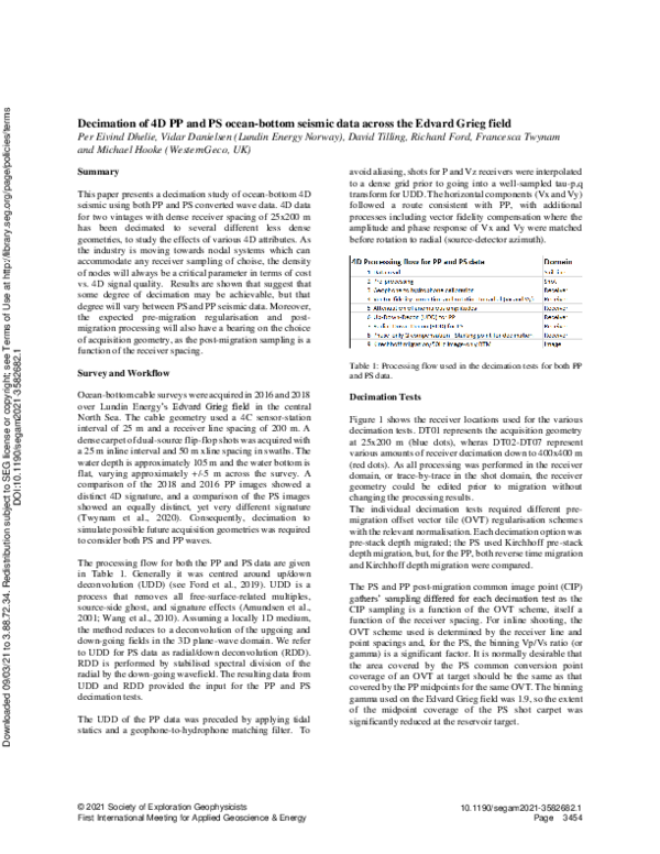 (PDF) Decimation Study of 4D Ocean-Bottom Seismic