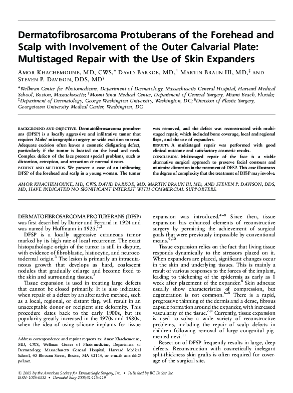 (PDF) Dermatofibrosarcoma Protuberans of the Forehead and Scalp with ...