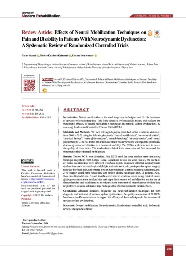 (PDF) Effects of Neural Mobilization Techniques on Pain and Disability ...