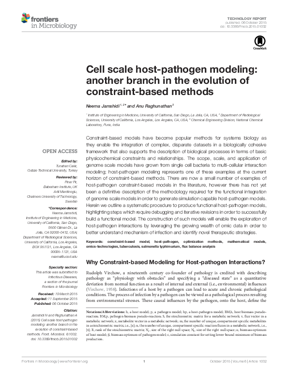 (PDF) Cell scale host-pathogen modeling: another branch in the evolution of constraint-based methods