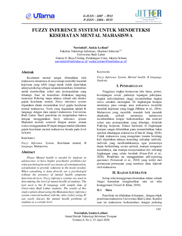 (PDF) Fuzzy Inference System Untuk Mendeteksi Kesehatan Mental Mahasiswa