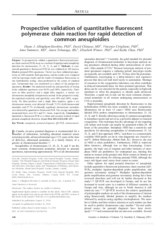 (PDF) Prospective validation of quantitative fluorescent polymerase chain reaction for rapid ...