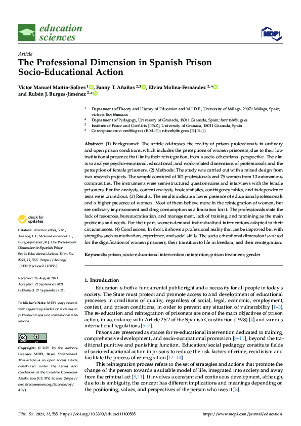 (PDF) The Professional Dimension in Spanish Prison Socio-Educational Action