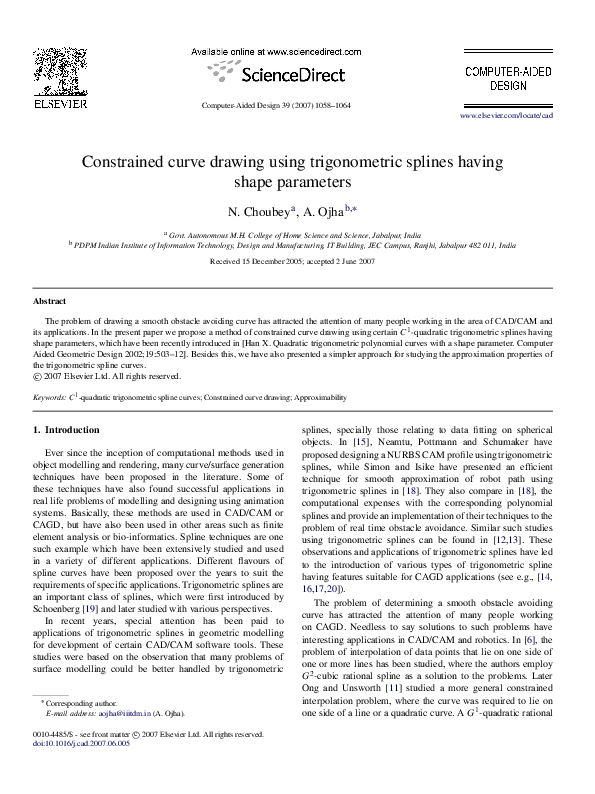 Pdf Constrained Curve Drawing Using Trigonometric Splines Having Shape Parameters Aparajita