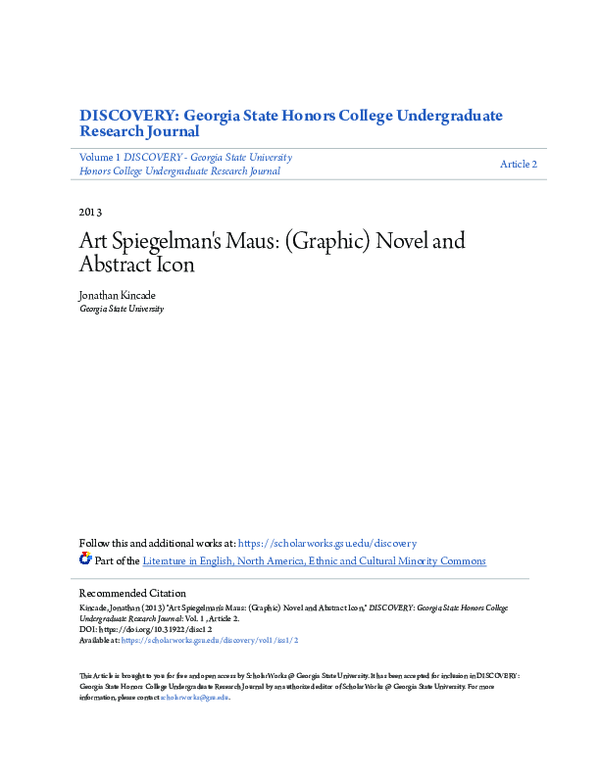 (PDF) Art Spiegelman's Maus: (Graphic) Novel and Abstract Icon