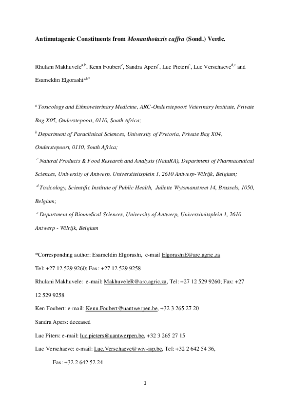 (PDF) Antimutagenic constituents from Monanthotaxis caffra (Sond.) Verdc