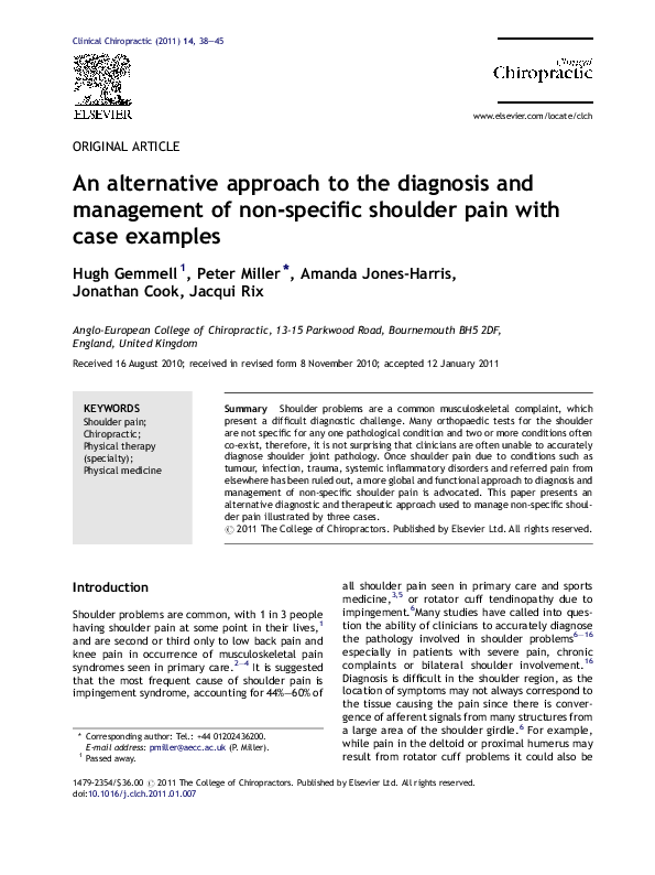 (PDF) An alternative approach to the diagnosis and management of non ...