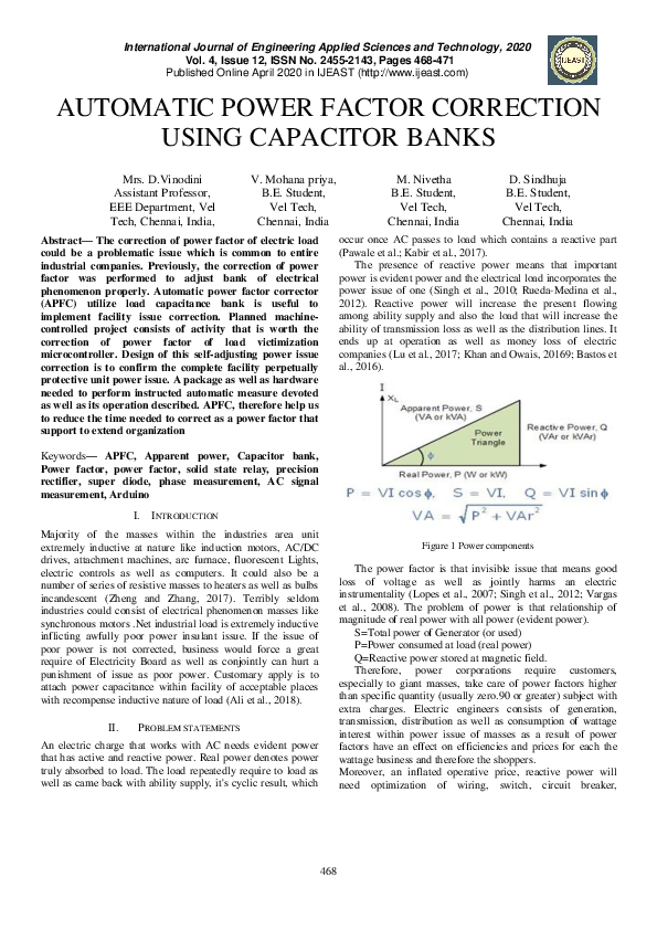 (PDF) Automatic Power Factor Correction Using Capacitor Banks