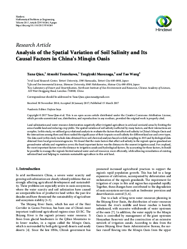 (PDF) Analysis of the Spatial Variation of Soil Salinity and Its Causal Factors in China’s ...