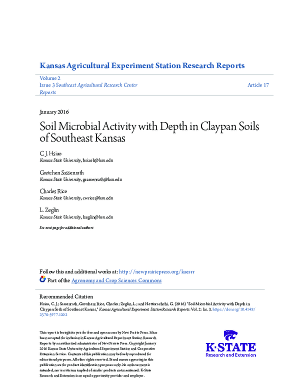 (PDF) Soil Microbial Activity with Depth in Claypan Soils of Southeast ...