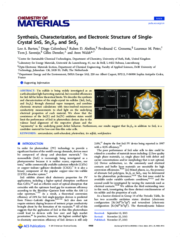 (PDF) Synthesis, characterisation and electronic structure of single ...