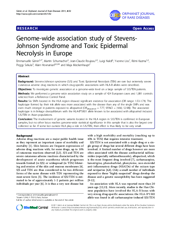 (PDF) Genome-wide association study of Stevens-Johnson Syndrome and ...