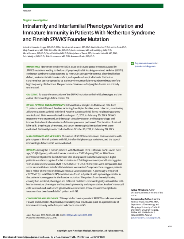 (PDF) Intrafamily and Interfamilial Phenotype Variation and Immature ...