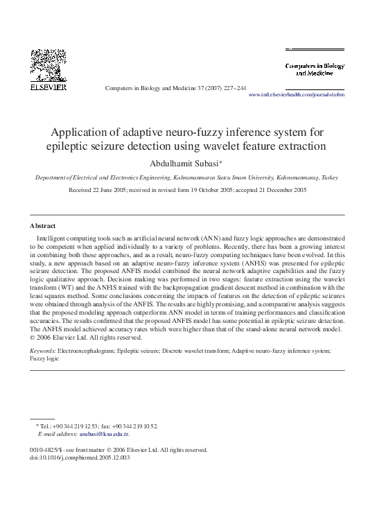 (PDF) Application of adaptive neuro-fuzzy inference system for epileptic seizure detection using ...
