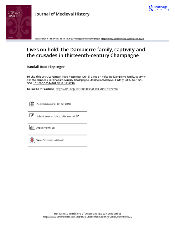 (PDF) Lives on hold: the Dampierre family, captivity and the crusades ...