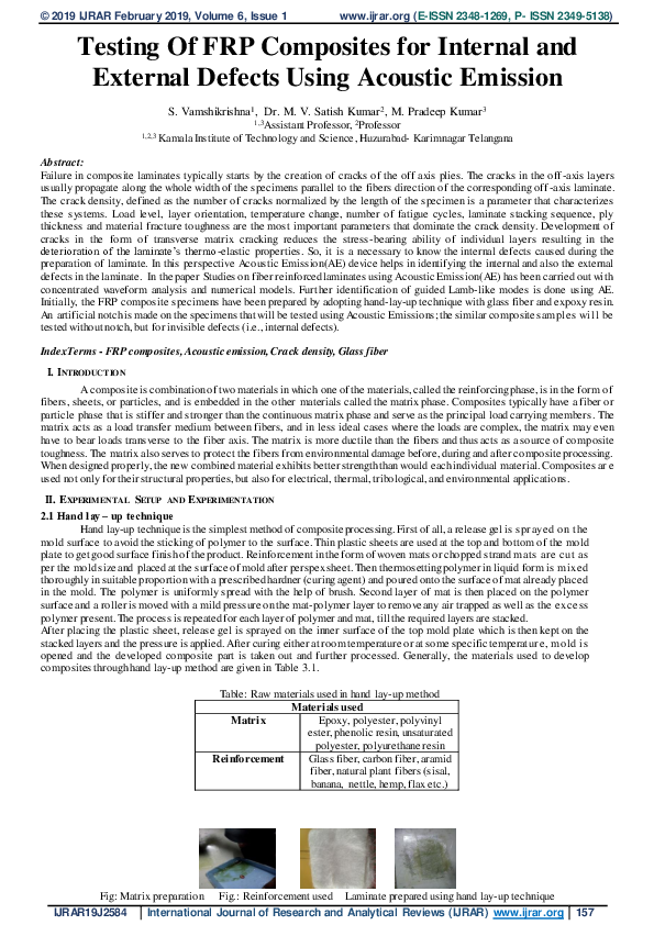 (PDF) Testing Of FRP Composites for Internal and External Defects Using ...