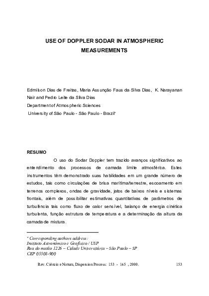 (PDF) Use of Doppler Sodar in atmospheric measurements