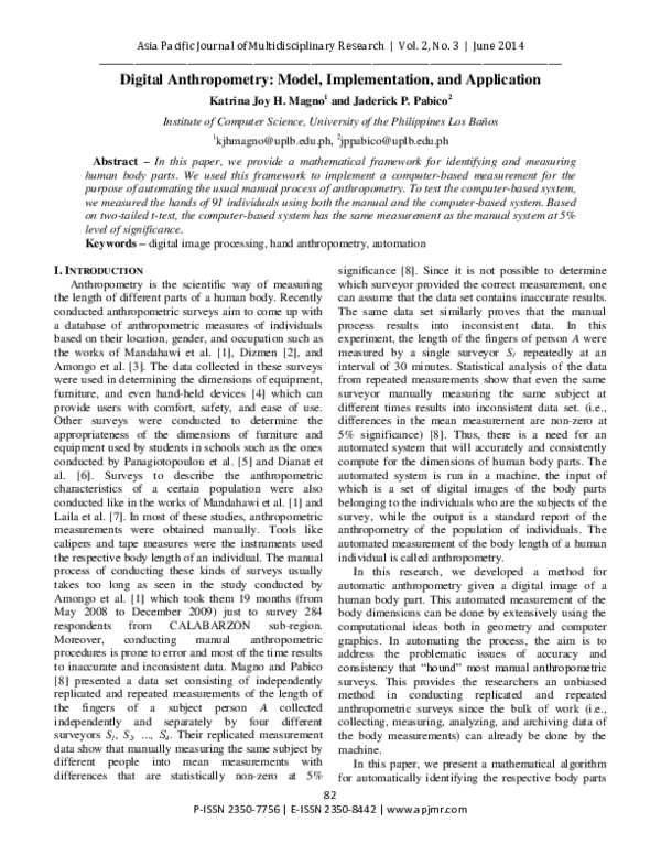 (PDF) Digital Anthropometry: Model, Implementation and Application