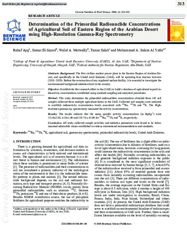 (PDF) Determination of the Primordial Radionuclide Concentrations of ...