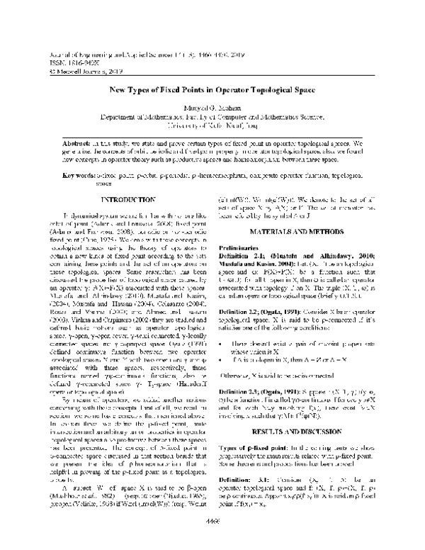 (PDF) New Types of Fixed Points in Operator Topological Space
