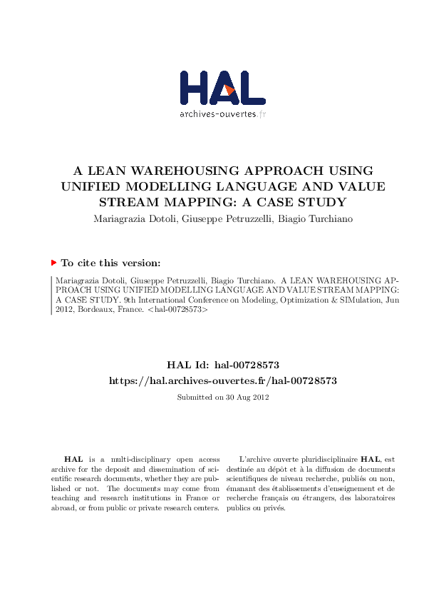 (PDF) A Lean Warehousing Approach Using Unified Modelling Language and Value Stream Mapping: A ...