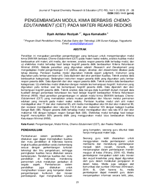 (PDF) Pengembangan Modul Kimia Berbasis Chemo-Edutainment (CET) Pada ...