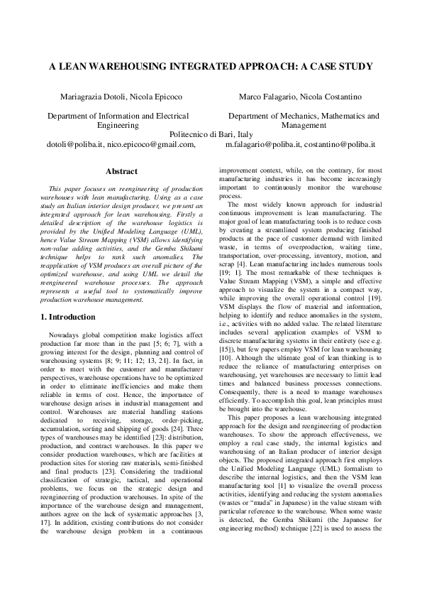 (PDF) A lean warehousing integrated approach: A case study