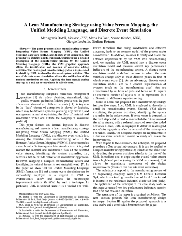 (PDF) A lean manufacturing strategy using Value Stream Mapping, the Unified Modeling Language ...
