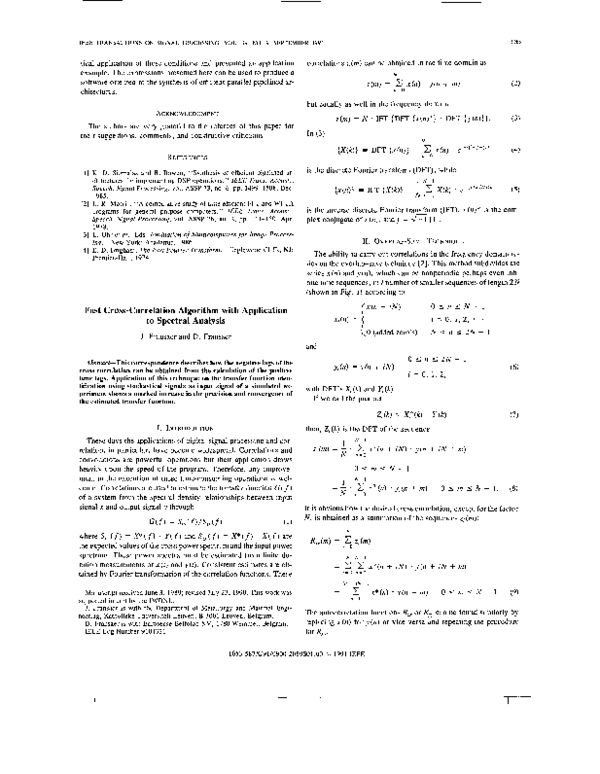 (PDF) Fast cross-correlation algorithm with application to spectral analysis