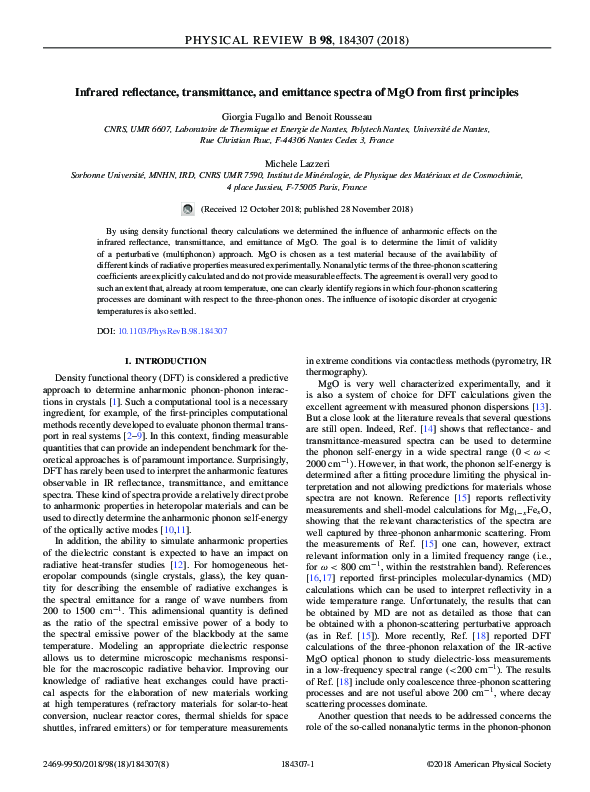 (PDF) Infrared reflectance, transmittance, and emittance spectra of MgO ...