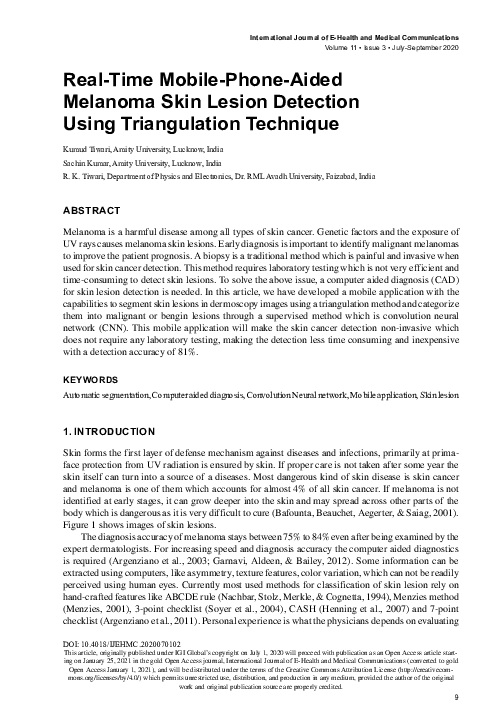 (PDF) Real-Time Mobile-Phone-Aided Melanoma Skin Lesion Detection Using ...