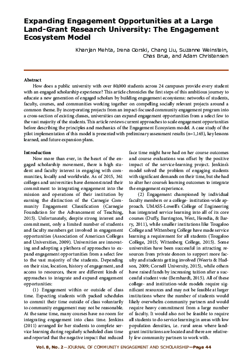 (PDF) Expanding Engagement Opportunities at a Large Land-Grant Research ...