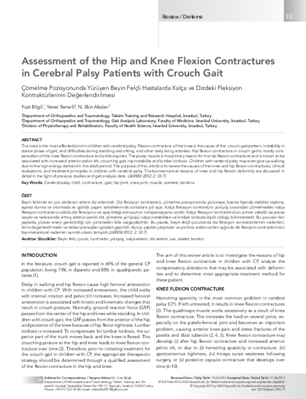 (PDF) Assessment of the Hip and Knee Flexion Contractures in Cerebral ...