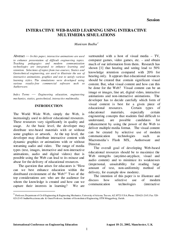 (PDF) Interactive web-based learning using interactive multimedia simulations