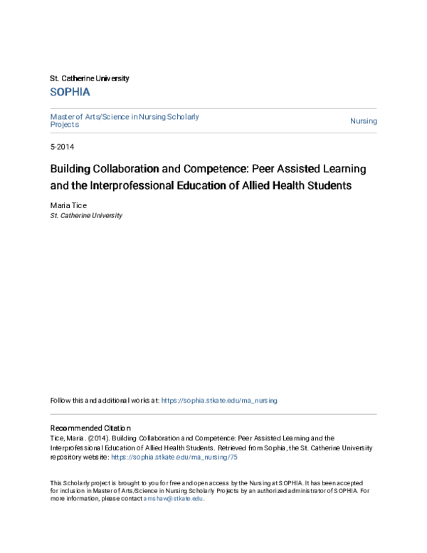 (PDF) Building Collaboration and Competence: Peer Assisted Learning and ...