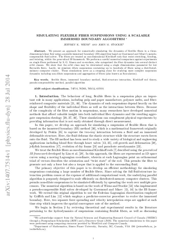 Pdf Simulating Flexible Fiber Suspensions Using A Scalable Immersed Boundary Algorithm