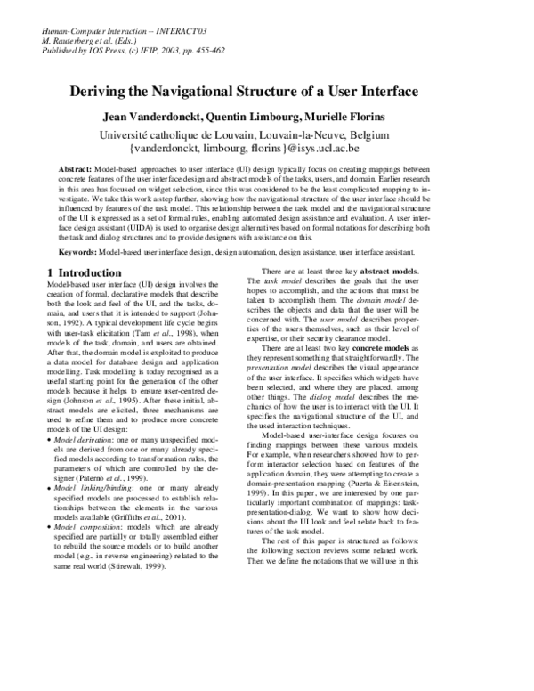 (PDF) Deriving the navigational structure of a user interface | Quentin ...