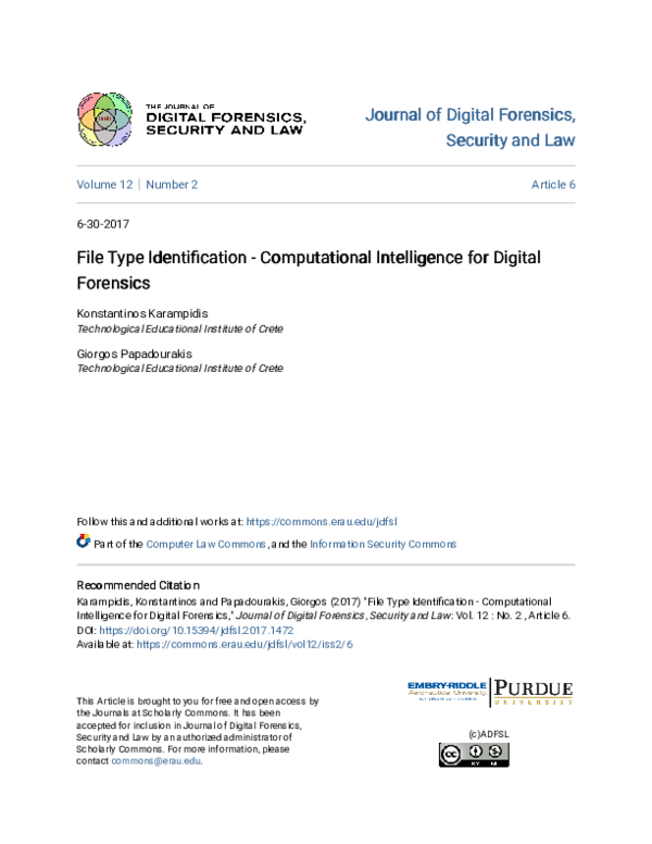 (PDF) File Type Identification - Computational Intelligence for Digital ...