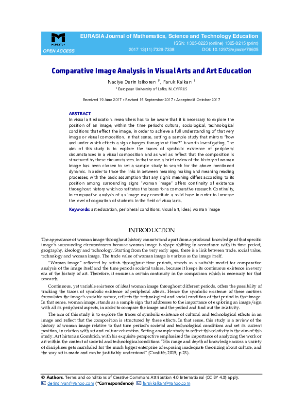 (PDF) Comparative Image Analysis in Visual Arts and Art Education