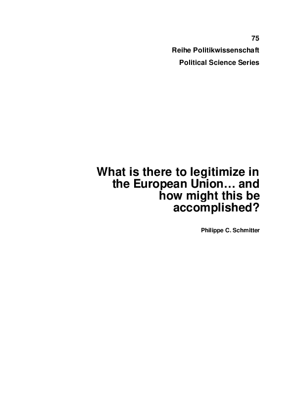 (PDF) What is there to legitimize in the European Union… and how might ...