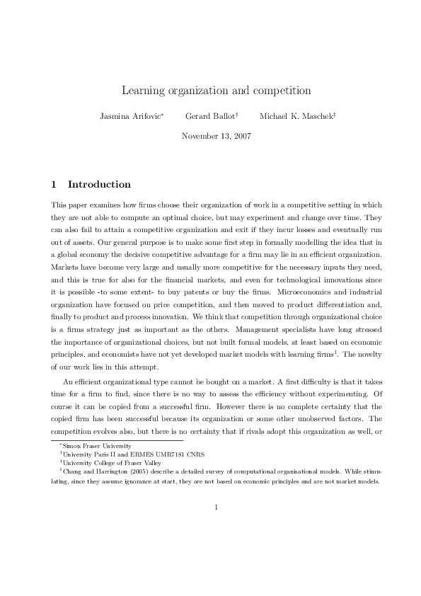 (PDF) Learning organization and competition