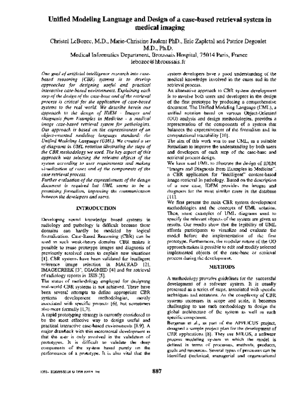 Pdf Unified Modeling Language And Design Of A Case Based Retrieval