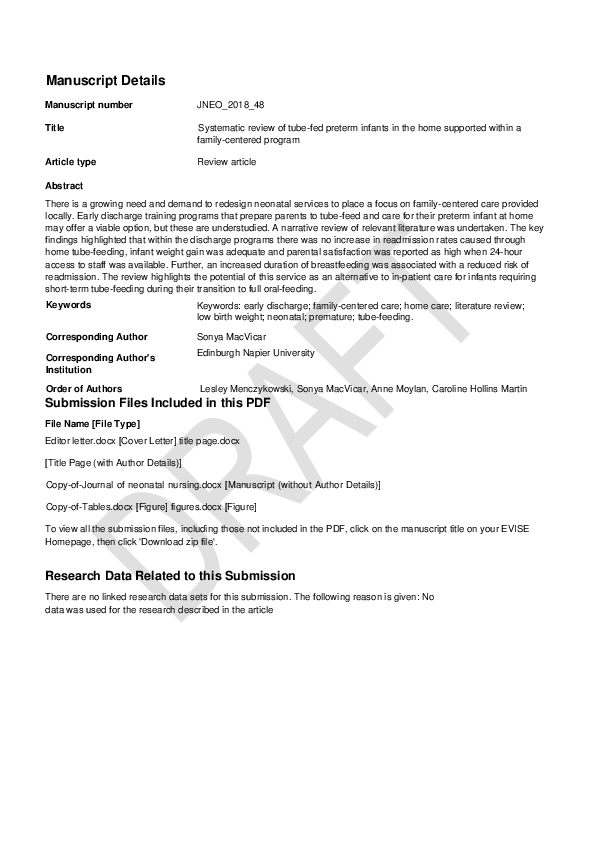 (PDF) Systematic review of tube-fed preterm infants in the home ...