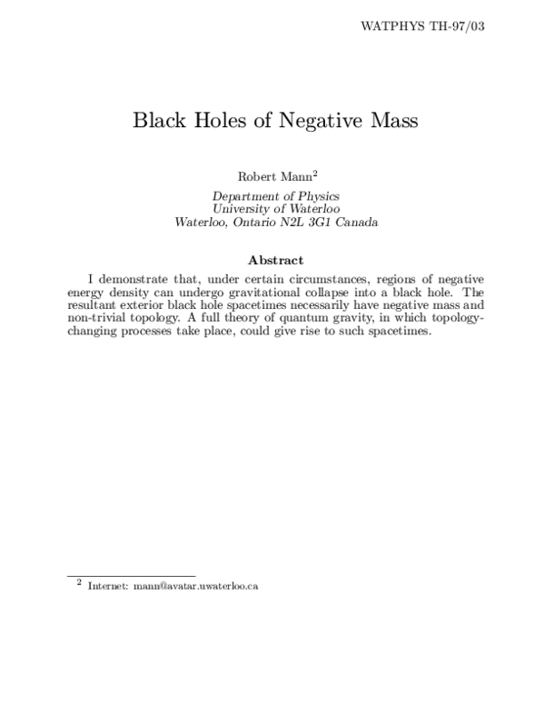 (PDF) Black holes of negative mass