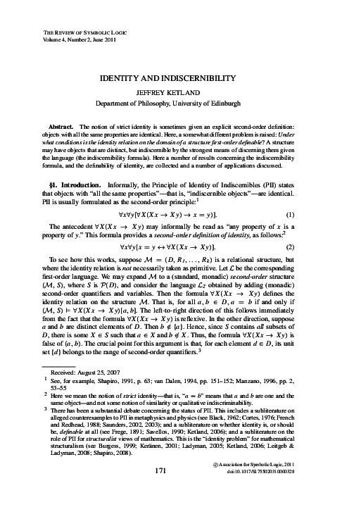 (PDF) Identity and indiscernibility
