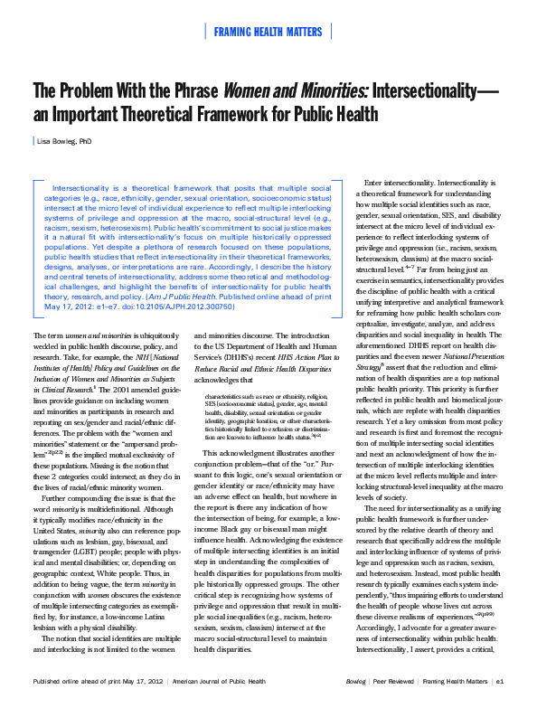 (PDF) The Problem With the Phrase Women and Minorities ...
